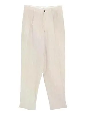 Giorgio Armani Striped Linen Trousers - Neutrals