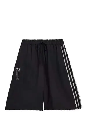 Y3 Strip-embellished Frayed Shorts - Black