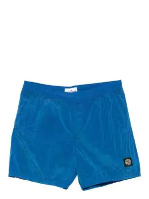 Stone Island Logo Patch Swim Shorts - Blue
