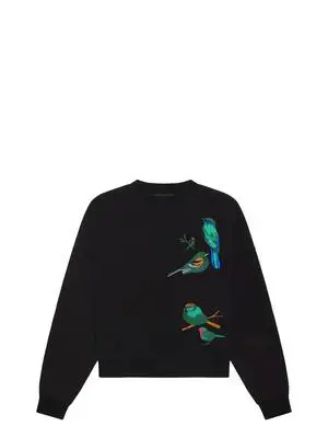 PLACE OF ËLMS Birds-embroidered Sweatshirt - Black