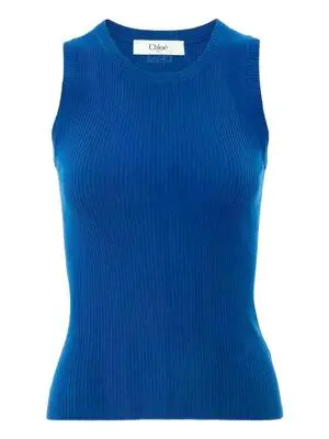 Chloé Ribbed-knit Tank Top - Blue