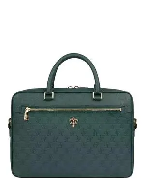 PLACE OF ËLMS Monolink-debossed Leather Briefcase - Green