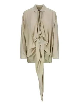 DARKPARK Romy Tie-fastening Draped Shirt - Neutrals