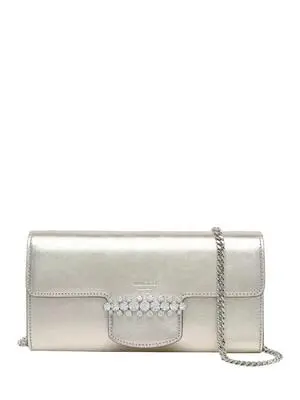 JIMMY CHOO Crystal-embellished Chain Wallet - Gold