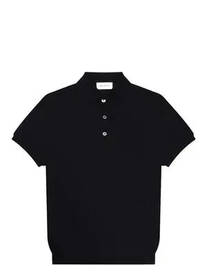 PLACE OF ËLMS Logo-embroidered Short-sleeve Polo Shirt - Black
