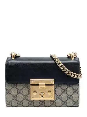 Gucci Small Gg Supreme Padlock Crossbody Bag - Brown