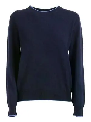 KANGRA Contrast-trim Crew-neck Sweater - Blue