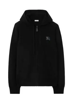 Burberry Equestrian Knight Wool Hoodie - Black