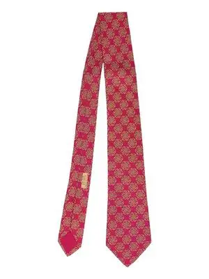 Hermès Flower-print Silk Tie - Red