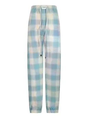 Attico Checked Drawstring Trousers - Blue
