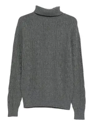 John Richmond Patterned Roll-neck Sweater - Grey