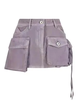 Attico Cargo-pocket Cotton Miniskirt - Grey