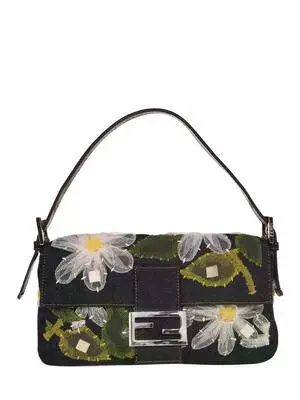 FENDI 2000 Denim Floral Baguette