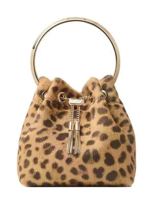 JIMMY CHOO Bon Bon Leopard-print Mini Bag With Circle Handle - Neutrals