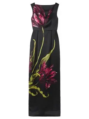 Erdem Floral-print Duchesse-satin Gown - Black