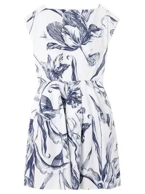 Erdem Pleated Floral-print Mini Dress - Ivory