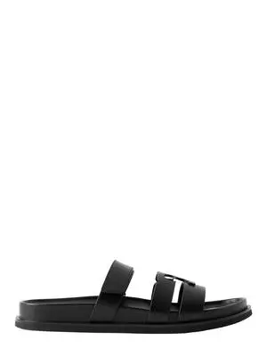 Tory Burch Ines Sport Leather Slides - Black