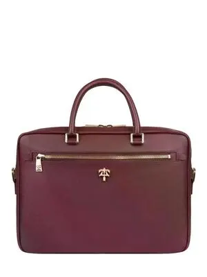 PLACE OF ËLMS Crest Grained Leather Briefcase - Red