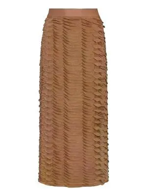 TWP Sylkie Ruffled Midi Skirt - Brown