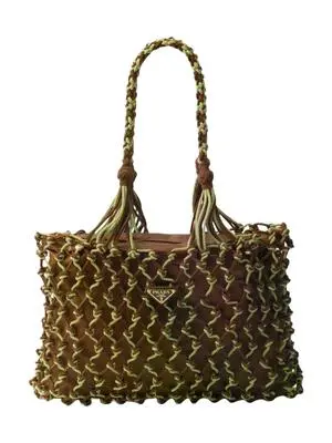 Prada Large Macramé Tote Bag - Brown