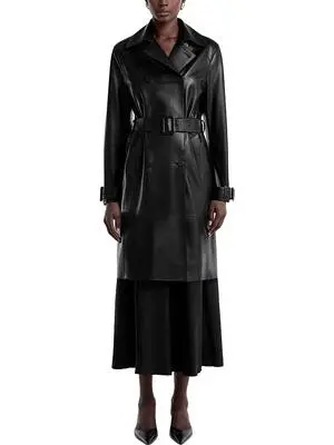 Nour Hammour Tate Leather Belted Coat - Noir Classique