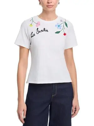 Cinq À Sept Floral Vine Shrunken Tee - White Multi