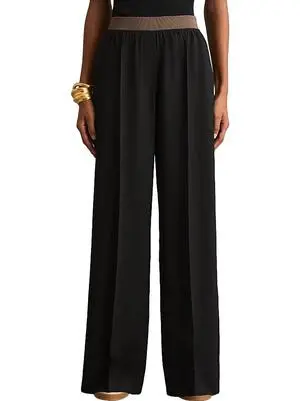 REISS Petite Wide Leg Pants - Black