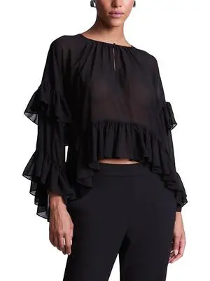 Bcbgmaxazria Ruffle Swing Top - Black