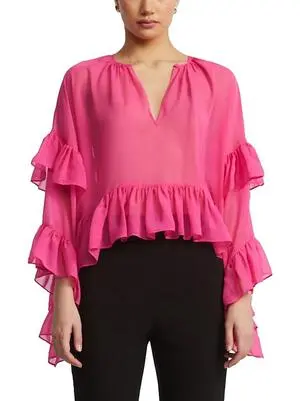 Bcbgmaxazria Ruffle Swing Top - Fuchsia Purple