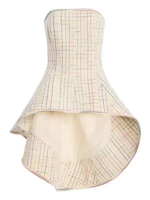 Rosie Assoulin Strapless Peplum Silk Top - Multi