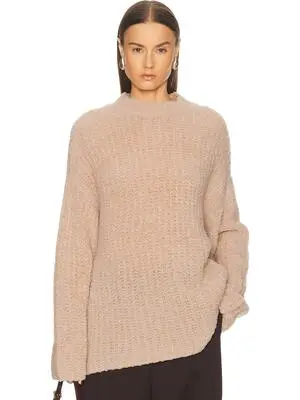 Lapointe Plush Boucle Oversized Crewneck Sweater - Champagne