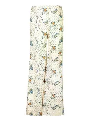 Borgo De Nor Floral Twill Trousers - Neutrals