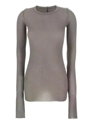 Rick Owens Ribbed Knit Long-sleeves Top - Grey