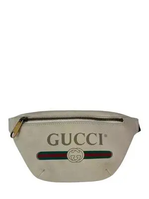 GUCCI Web Logo Leather Belt Bag