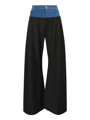 LITKOVSKA Wide-leg Paneled Trousers - Black