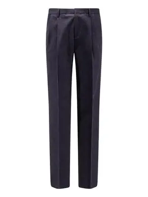 LARDINI Cotton And Linen Trousers - Blue