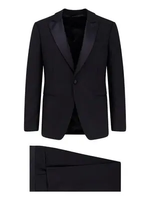 LARDINI Soiree Stretch Pure Virgin Wool Tuxedo - Black