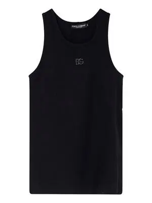 Dolce & Gabbana Ribbed Cotton Tank Top - Black