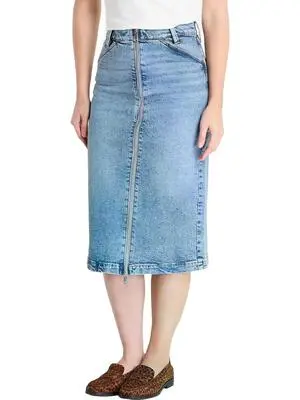 Calvin Klein Zip-front Denim Skirt - Blue