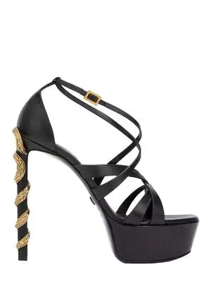 Roberto Cavalli Serpentine Stiletto Sandals - Black
