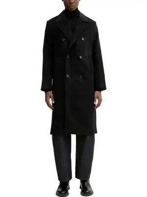 Abercrombie Long-sleeved Double-breasted Coat - Black
