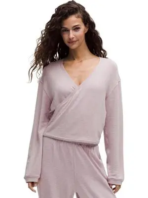 Lululemon Becalm Wrap-front Long-sleeve Shirt - Heathered Porcelain Pink
