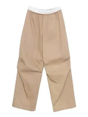 Alexander Wang Mid-rise Trousers With Logo Waistband - Neutrals