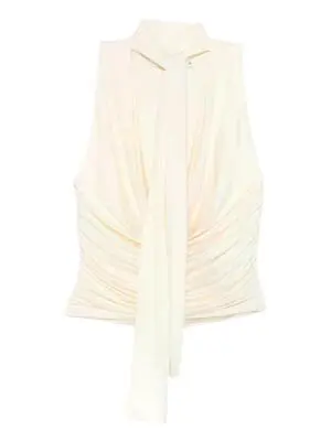 AYA MUSE Draped Self-tie Top - Neutrals
