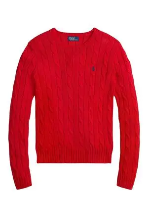Polo Ralph Lauren Cable-Knit Crew-Neck Sweater Red