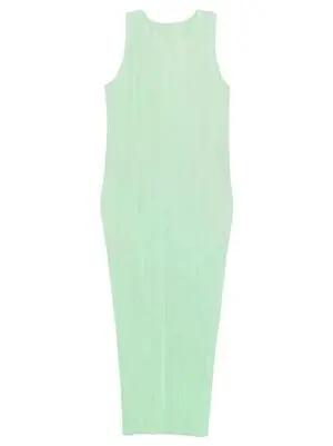 Issey Miyake Pleated Sleeveless Dress - Green
