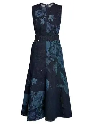 Erdem Printed Sleeveless Midi Dress - Blue
