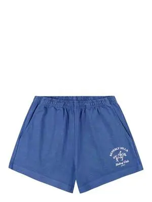 SPORTY & RICH Graphic-print Drawstring Shorts - Blue