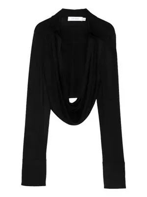 AYA MUSE Draped Collared Top - Black