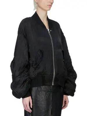 Rick Owens Ruched Bomber Jacket Black